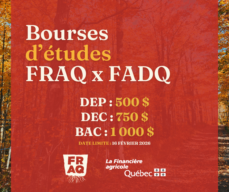 Bourses d'études FRAQ x FADQ - Fédération de la relève agricole du Québec